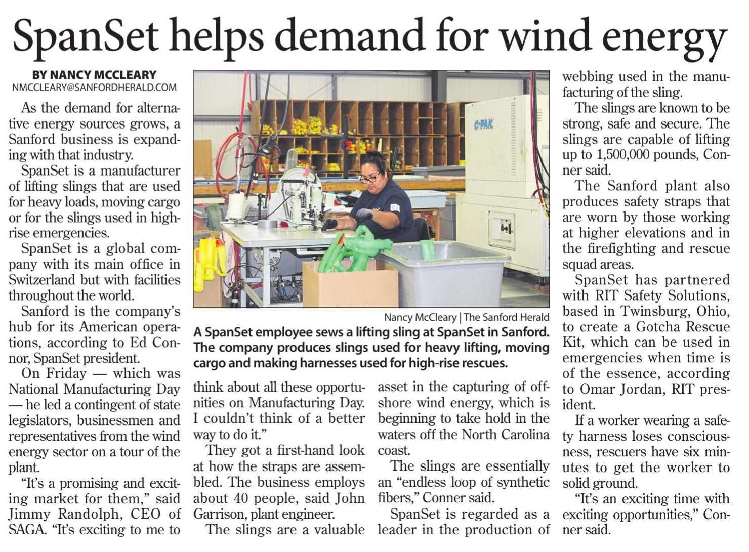 SpanSet helps demand for wind energy | Sanford Area Growth Alliance